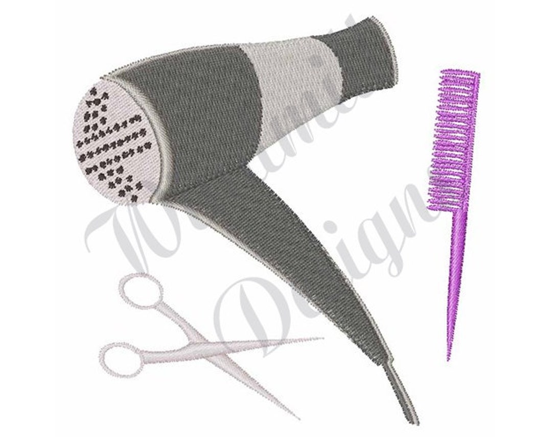 Hair Stylist Tools Machine Embroidery Design, Embroidery Designs ...