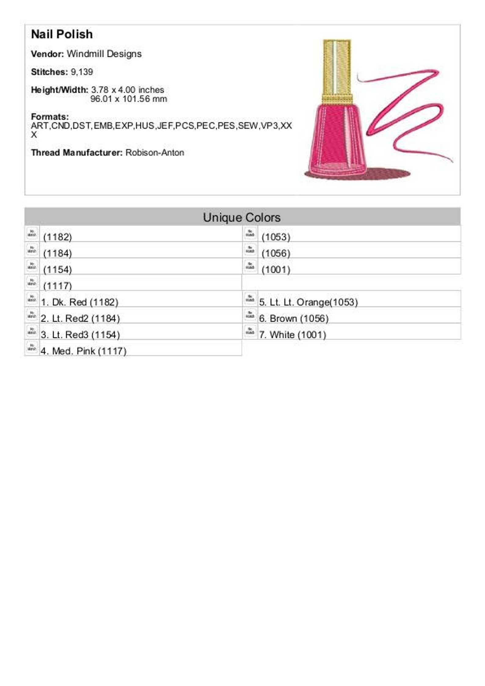 Nail Polish Machine Embroidery Design Embroidery Designs | Etsy