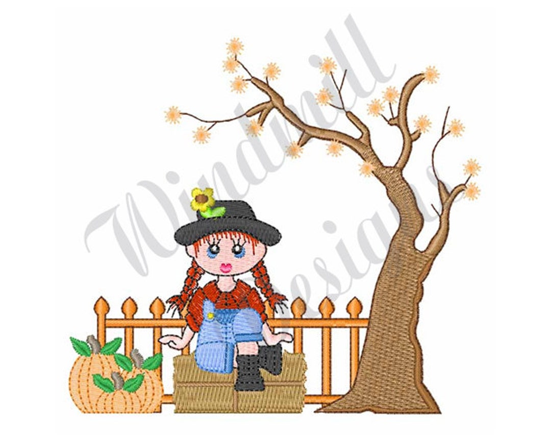 Fall Girl - Machine Embroidery Design, Embroidery Designs, Machine ...