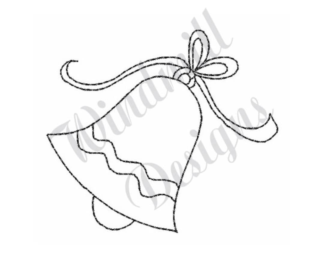 Christmas Bell Outline Machine Embroidery Design, Embroidery Designs ...