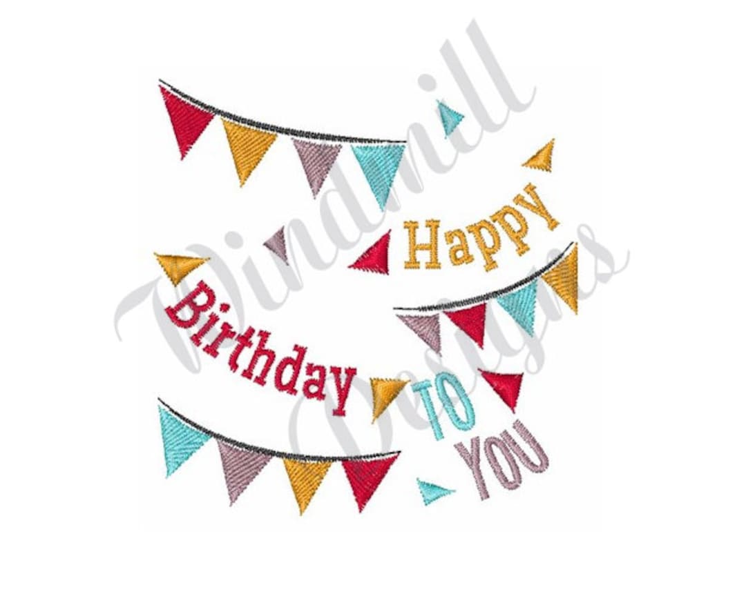 Happy Birthday Banner -machine Embroidery Design, Embroidery Designs ...