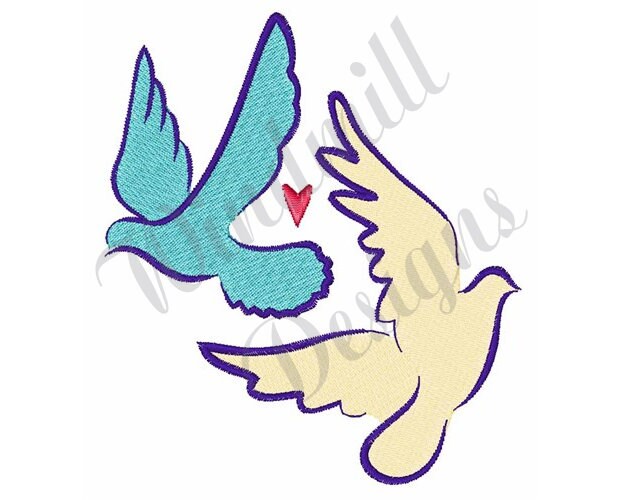 Two Doves Machine Embroidery Design Embroidery Patterns - Etsy