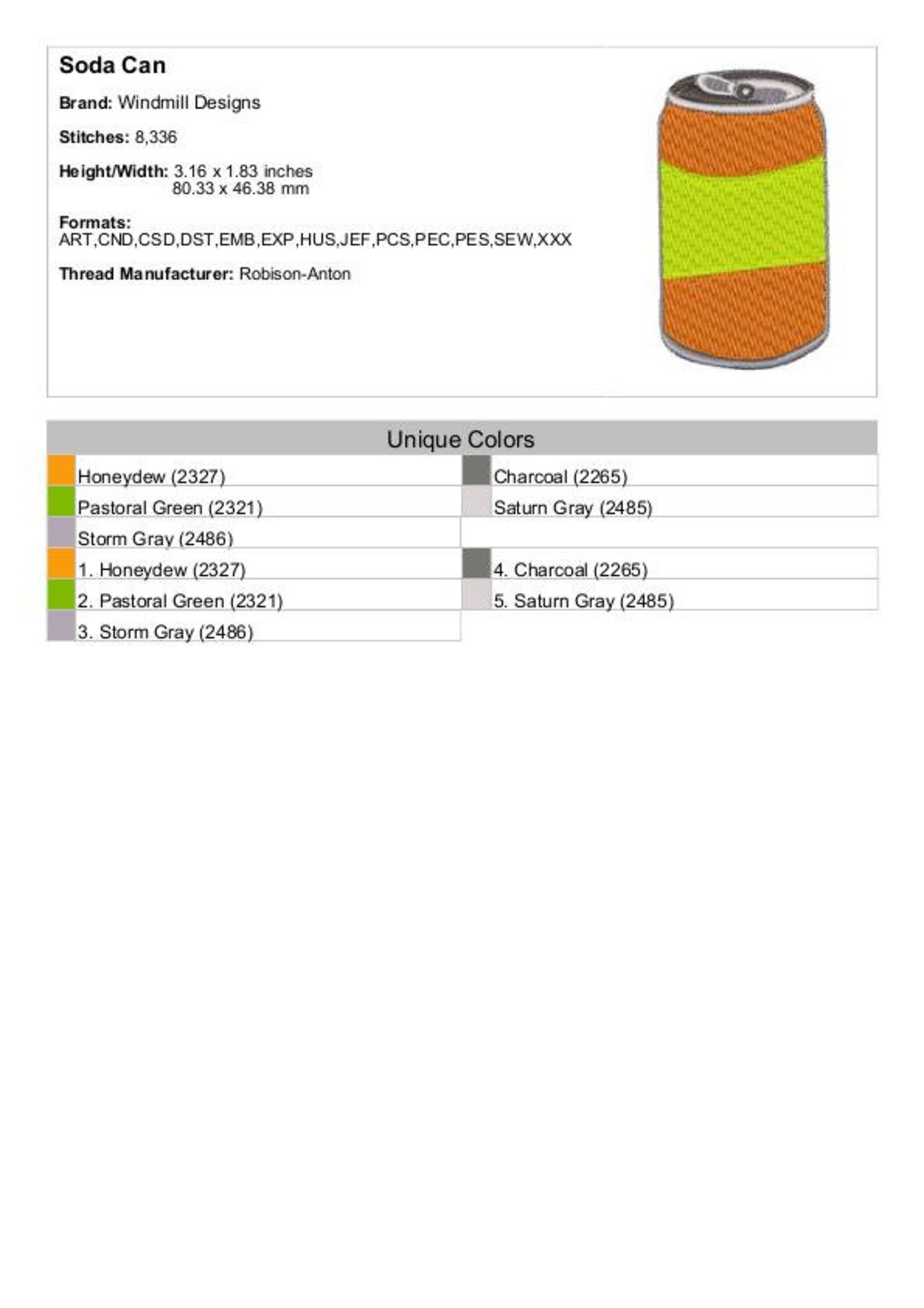 Soda Can - Machine Embroidery Design, Embroidery Designs, Machine ...