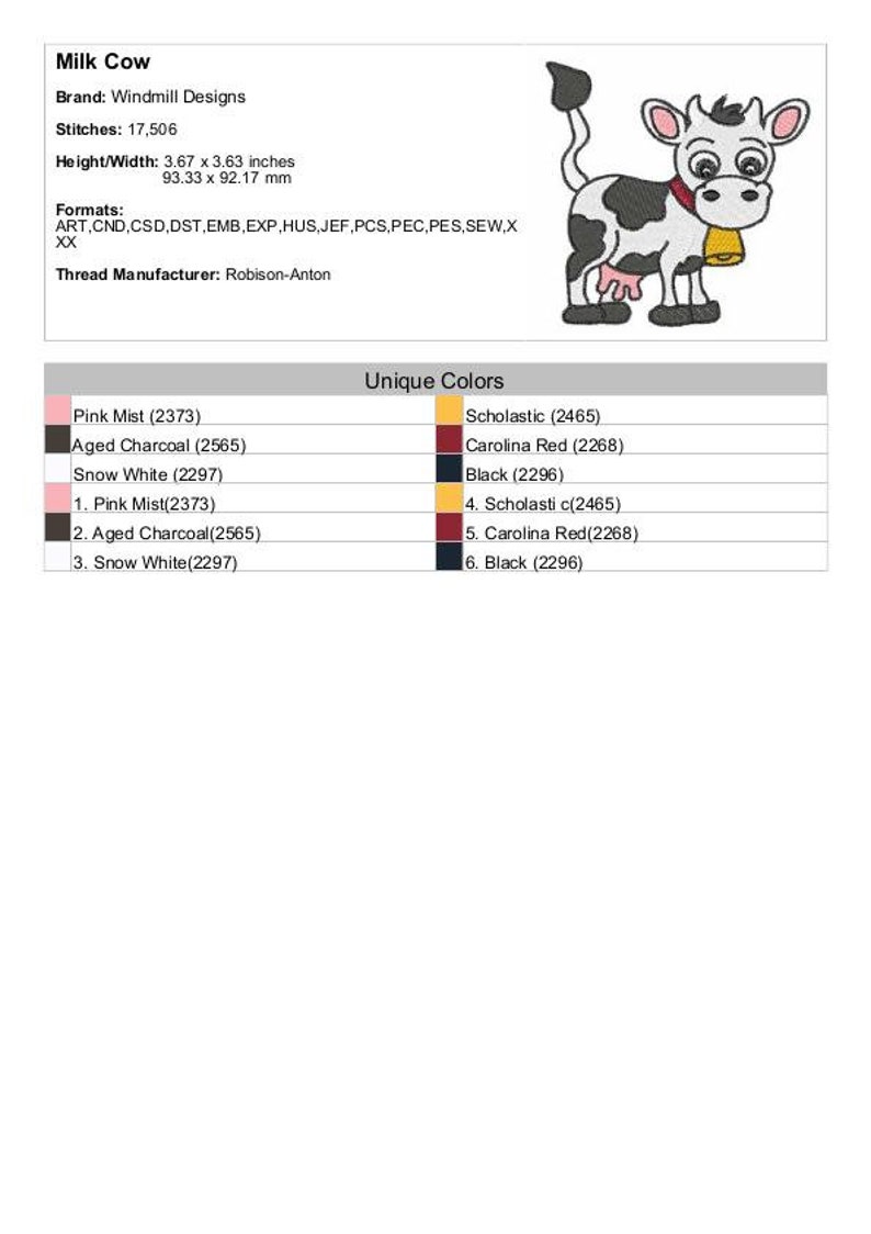 Milk Cow Machine Embroidery Design Embroidery Designs - Etsy