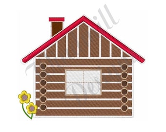 Merry Christmas Log Cabin - Machine Embroidery Design, Embroidery ...