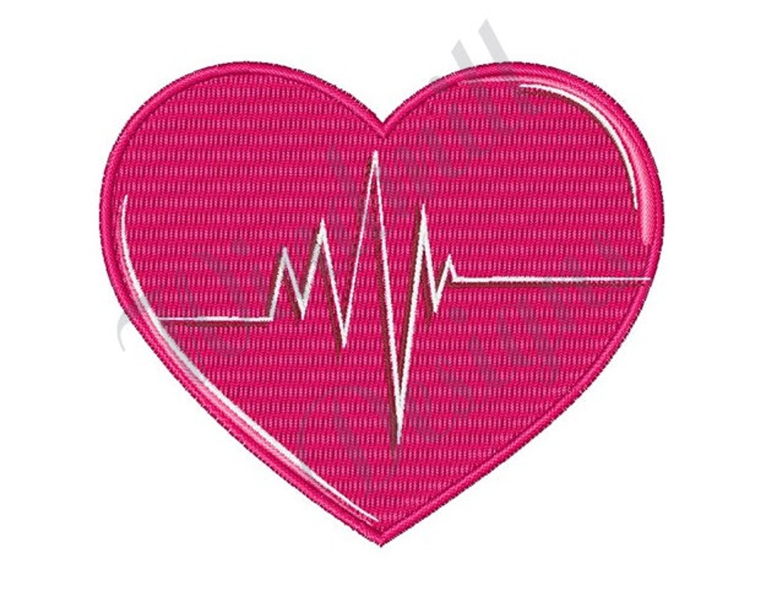 Heart & Heartbeat - Machine Embroidery Design - Etsy