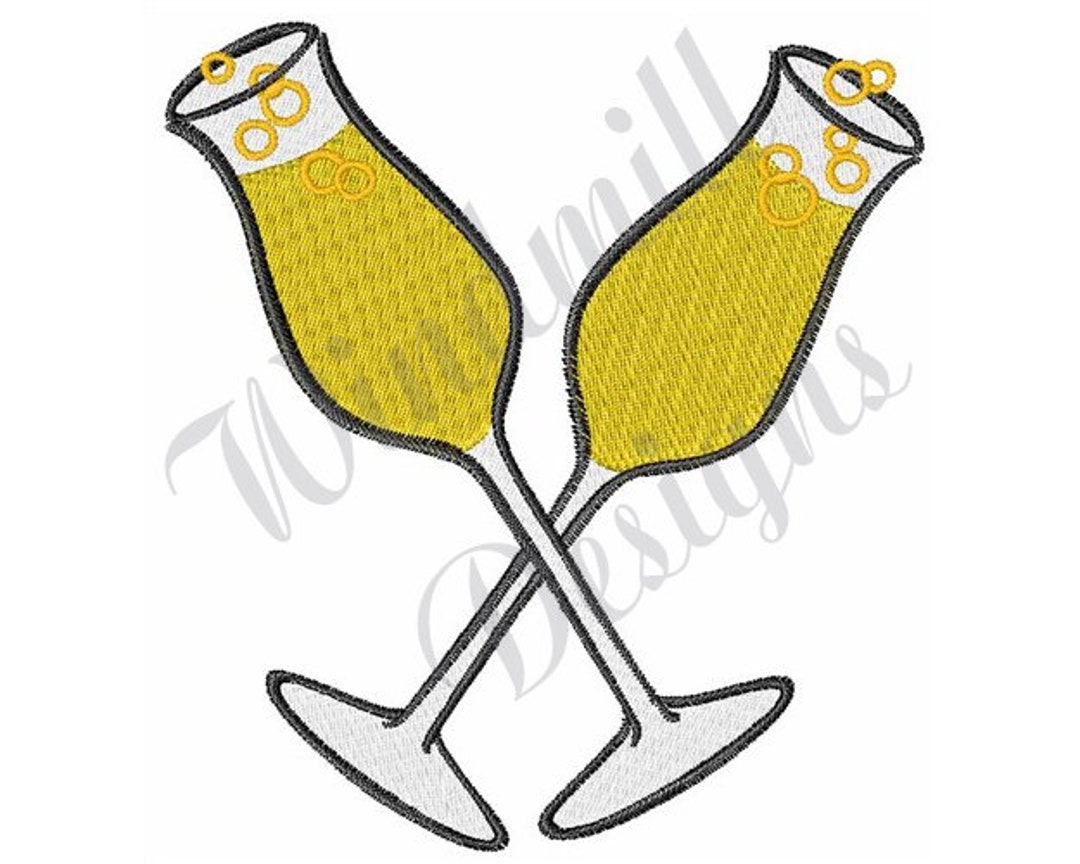 Champagne Flutes Machine Embroidery Design, Embroidery Designs, Machine ...