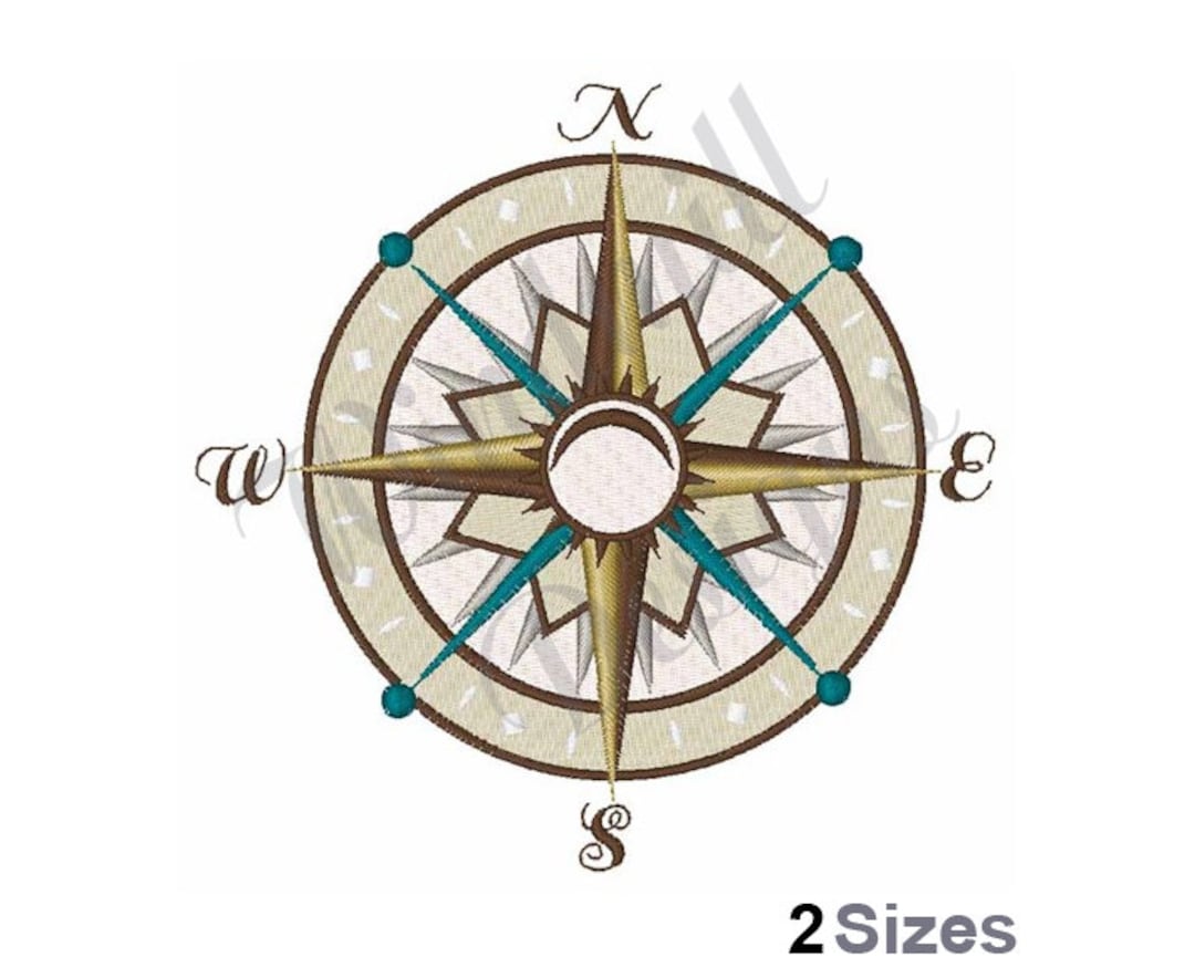 Compass Rose 3 Sizes Machine Embroidery Design, Embroidery Designs ...