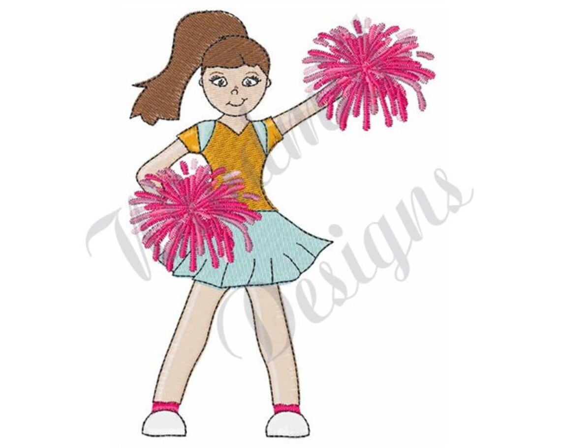 Cheerleader Girl Machine Embroidery Design Embroidery | Etsy