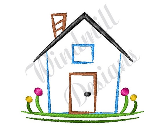House Outline Machine Embroidery Design Embroidery Designs | Etsy