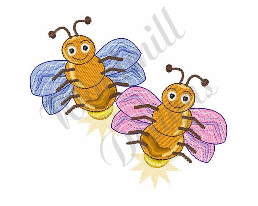 Two Fireflies -machine Embroidery Design, Embroidery Designs, Machine ...