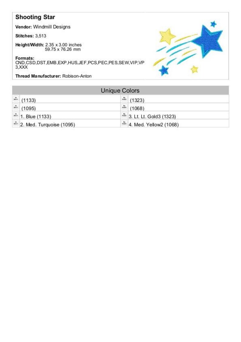 Shooting Star Machine Embroidery Design Embroidery Designs - Etsy