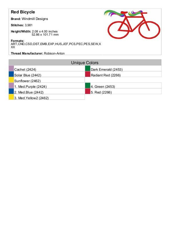 Red Bicycle - Machine Embroidery Design, Embroidery Designs, Machine ...