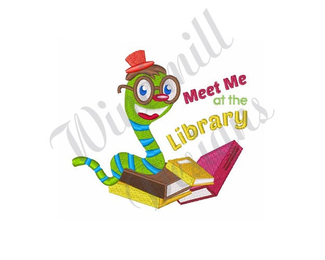 Bookworm Library machine Embroidery Design Embroidery - Etsy