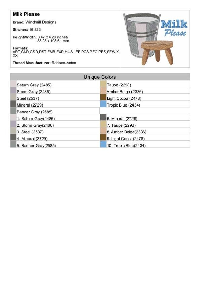 Milk Pail- Machine Embroidery Design, Embroidery Designs, Machine ...