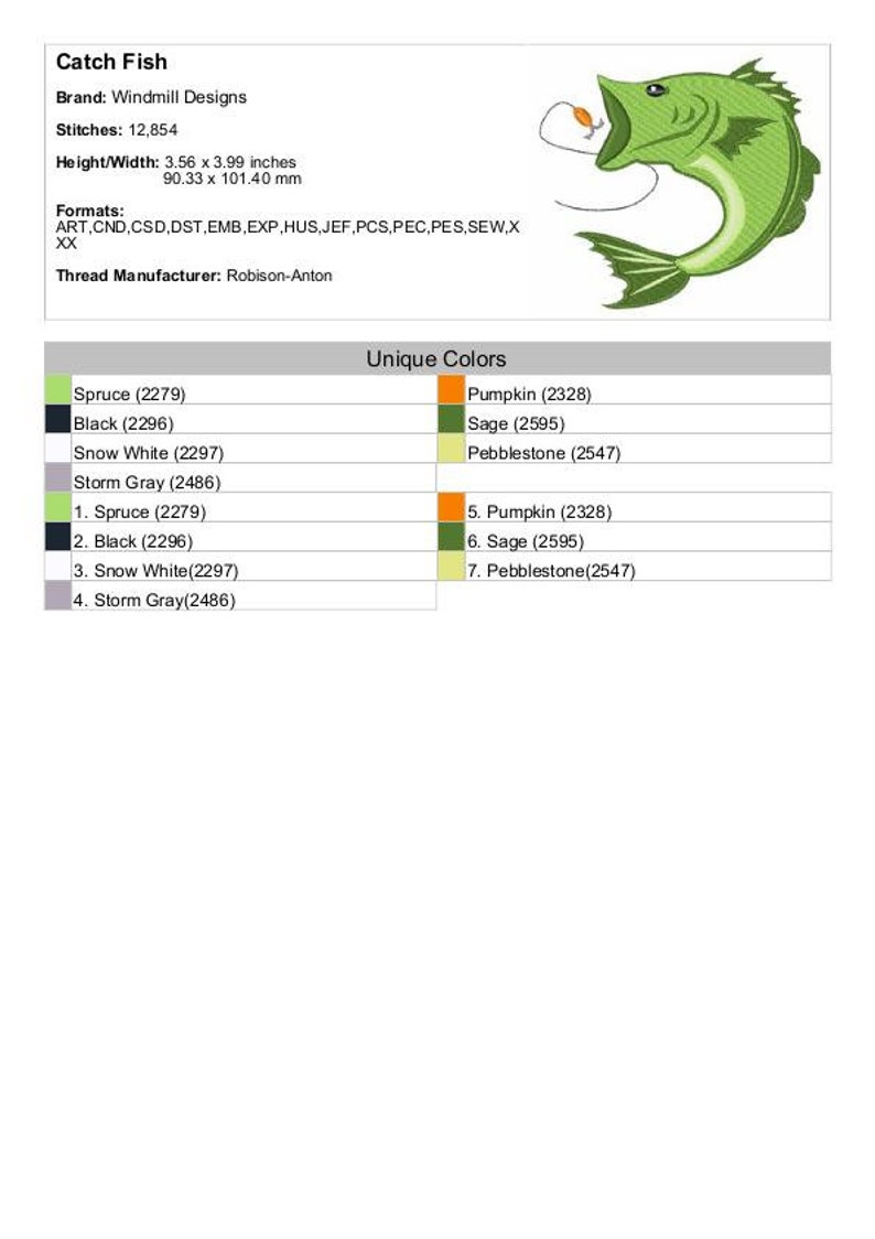 Catch Fish Machine Embroidery Design Embroidery Designs - Etsy