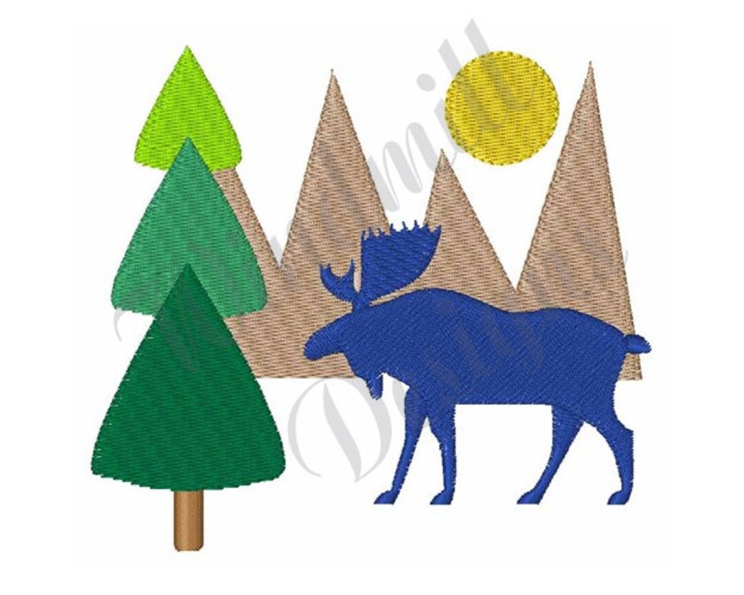 Moose Scene - Machine Embroidery Design, Embroidery Designs, Machine ...