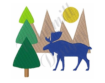 Deer Sunset Scene Machine Embroidery Design, Embroidery Designs ...