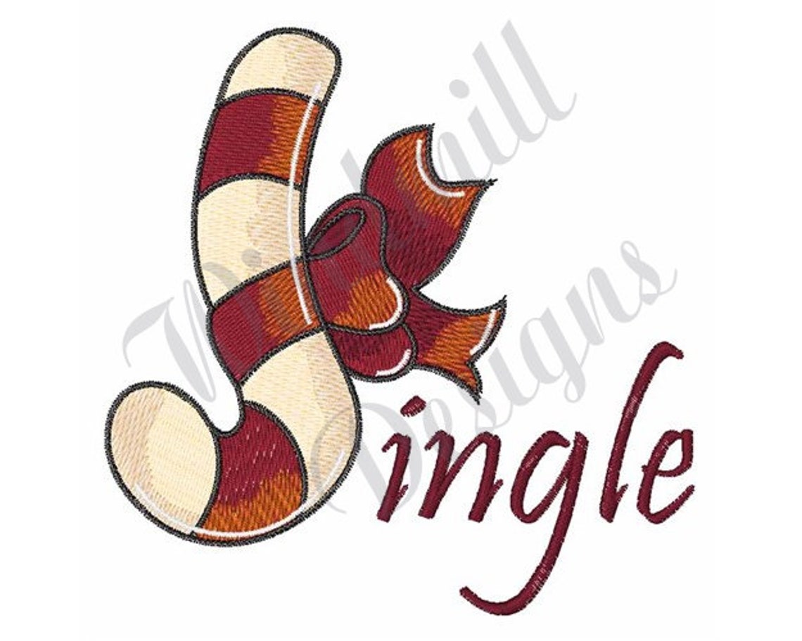 Jingle Candy Cane Christmas Machine Embroidery Design | Etsy