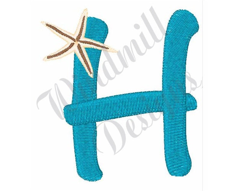 Seashell Font Uppercase Letter H - Machine Embroidery Design ...