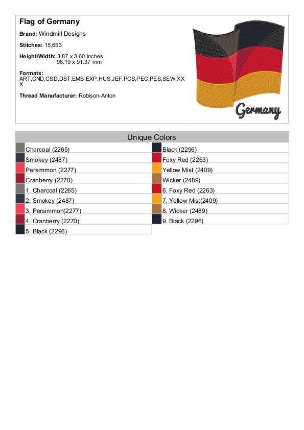 Flag of Germany - Machine Embroidery Design, Embroidery Designs ...