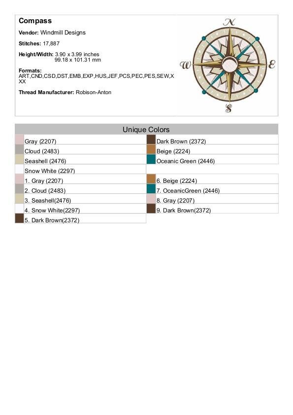 Compass Rose 3 Sizes Machine Embroidery Design Embroidery - Etsy