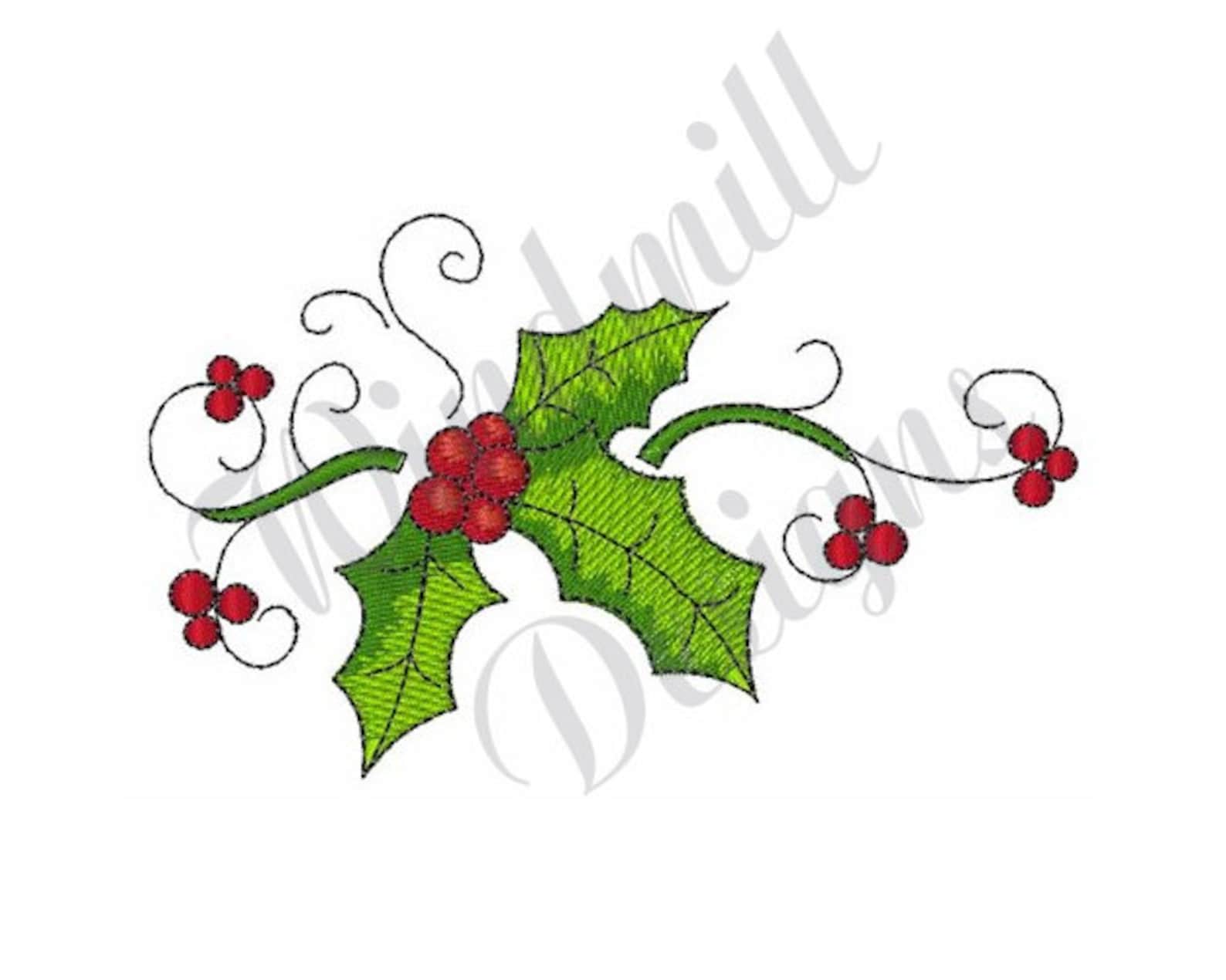 Holly Decoration Machine Embroidery Design - Etsy