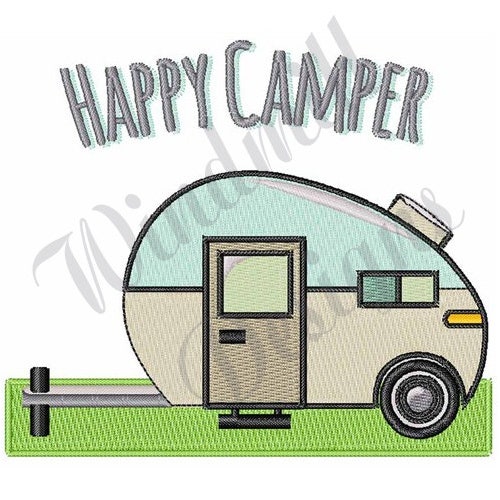 Happy Camper Machine Embroidery Design Camper Embroidery - Etsy