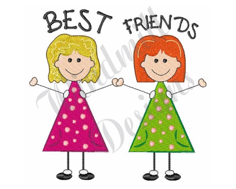Best Friends Stick Girls - Machine Embroidery Design, Embroidery ...