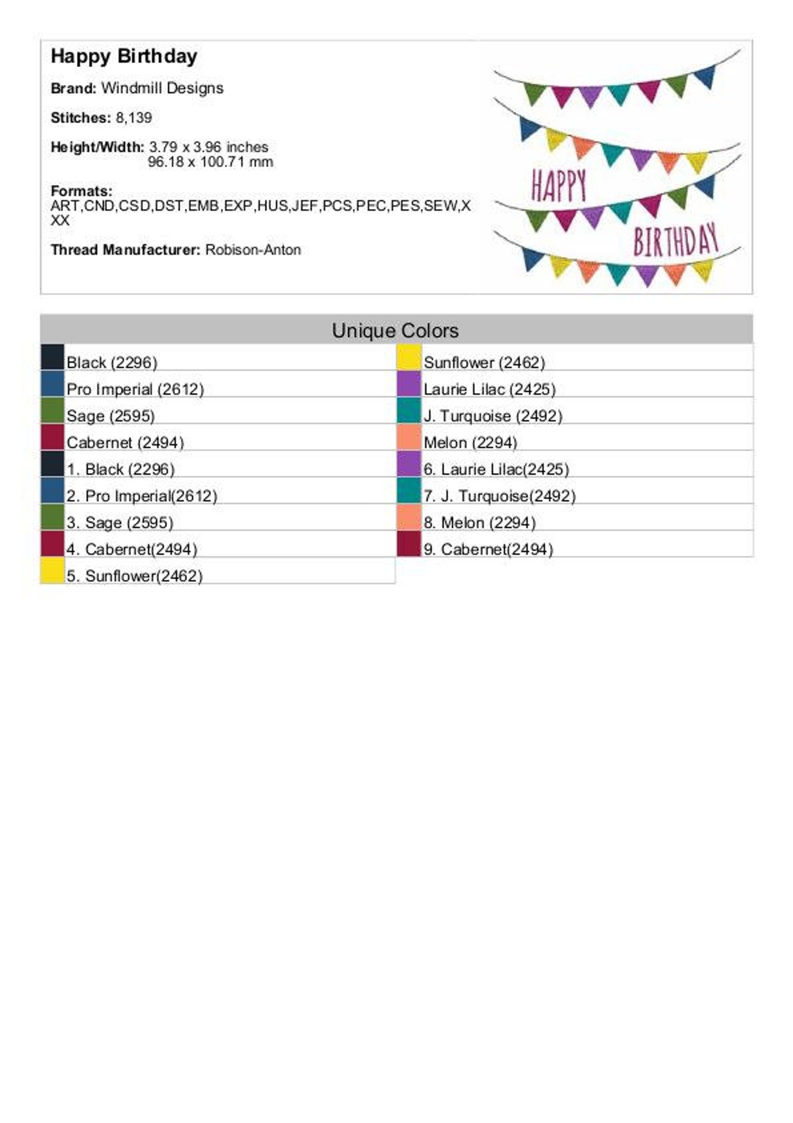 Happy Birthday Banner Machine Embroidery Design Embroidery - Etsy