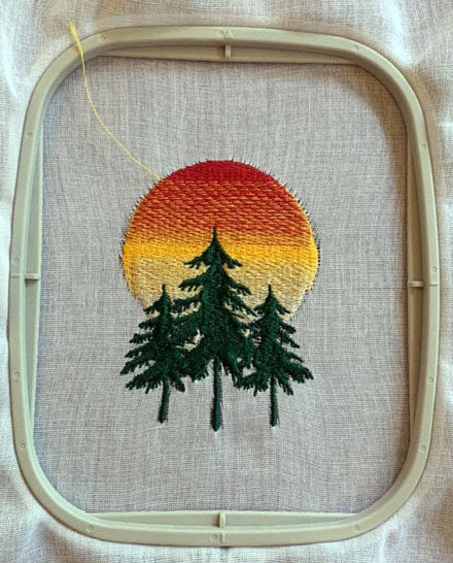 Moon Evergreen Trees Machine Embroidery Design Embroidery - Etsy