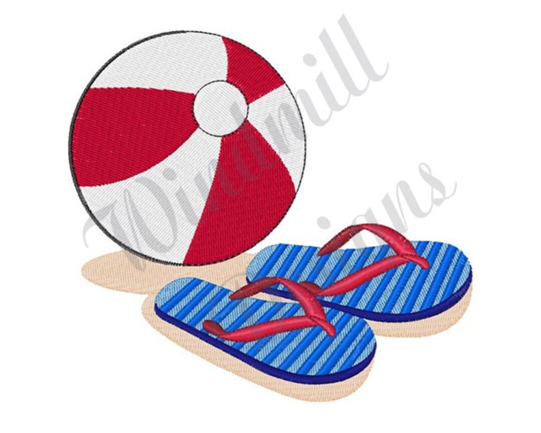 Beach Ball & Sandals - Machine Embroidery Design, Embroidery Designs ...