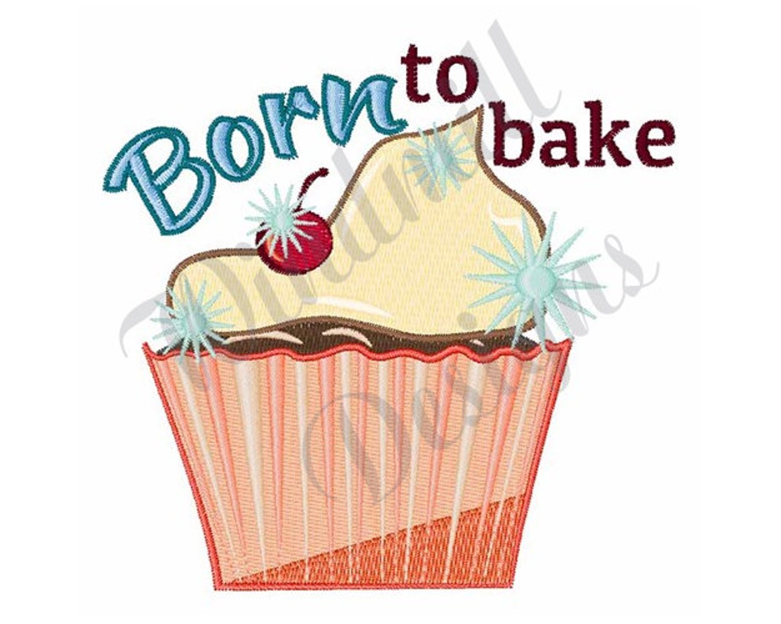 Cupcake Born to Bake Machine Embroidery Design Embroidery | Etsy