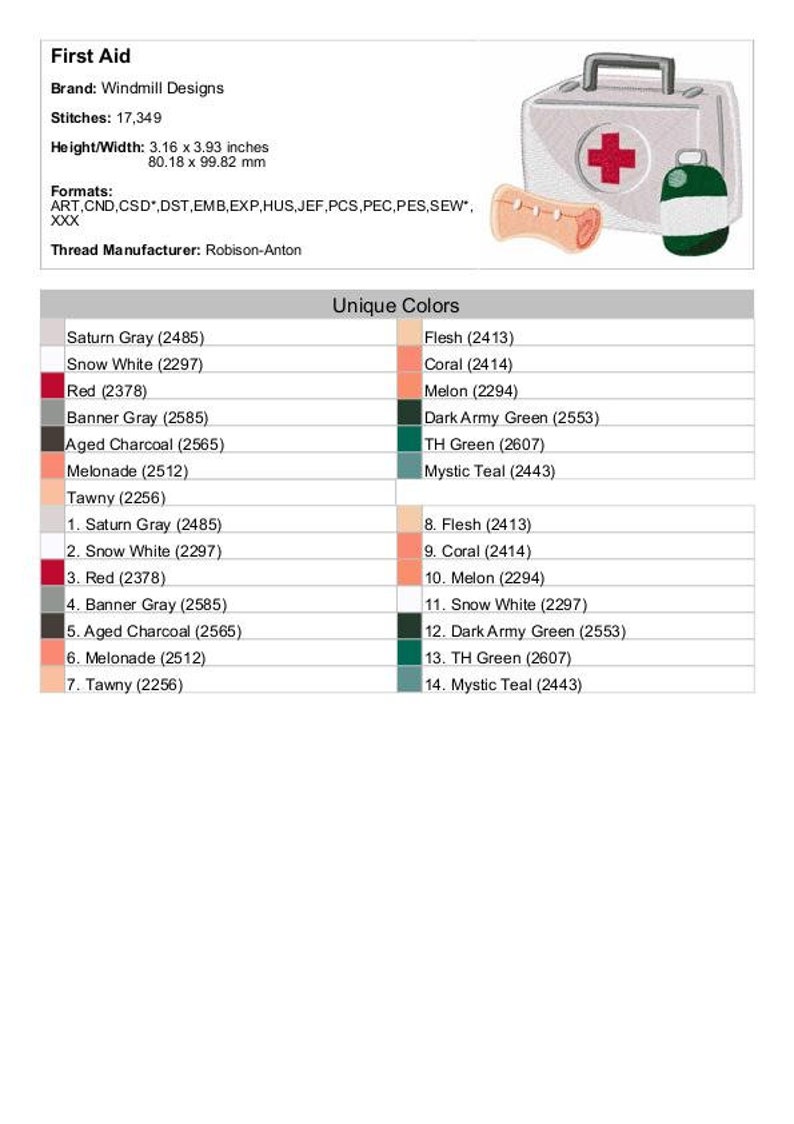 First Aid Kit Machine Embroidery Design Embroidery Designs | Etsy