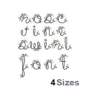Rose Vine Swirl Font Machine Embroidery Font Instant Download ...
