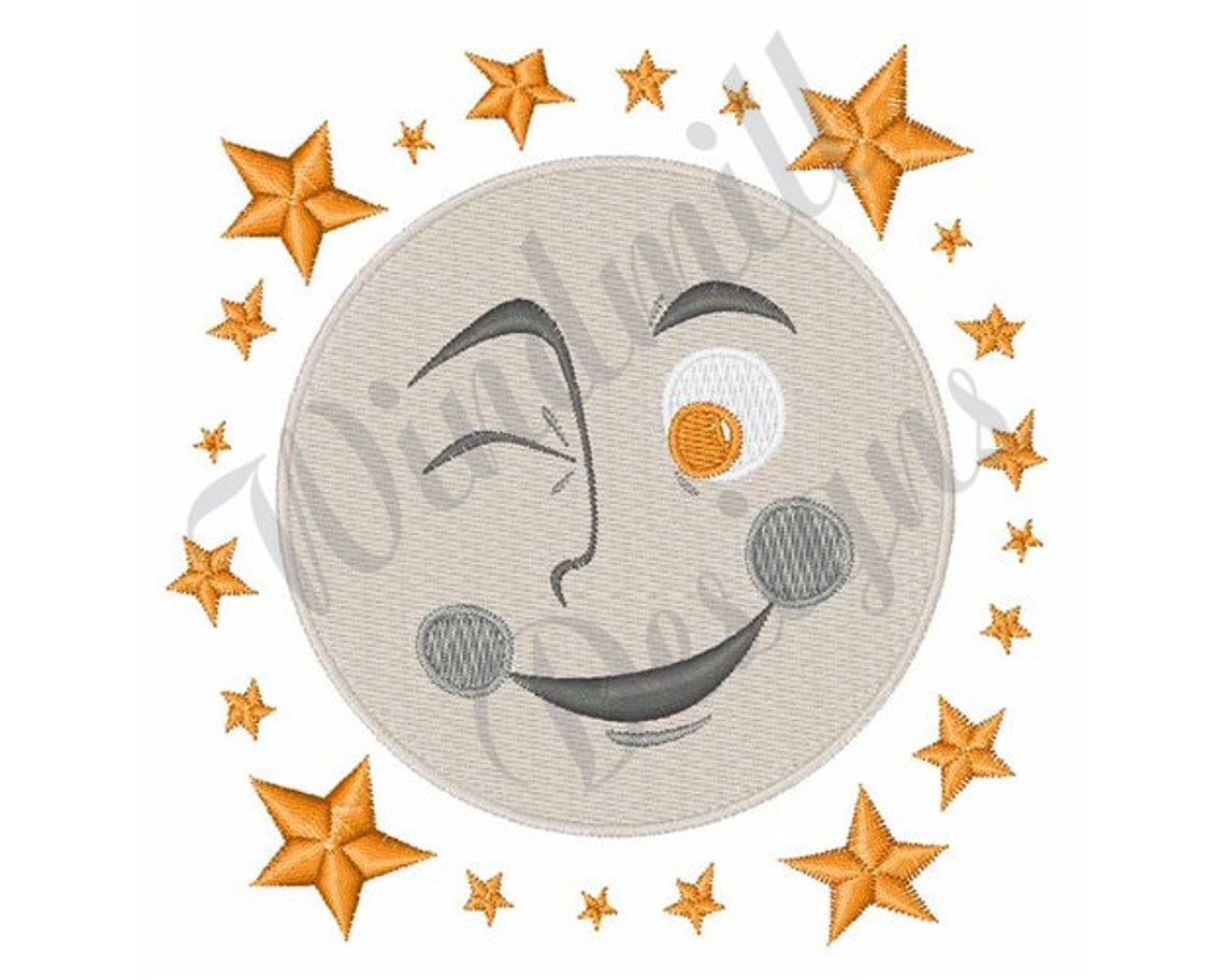 Moon Winking Machine Embroidery Design Embroidery Designs | Etsy
