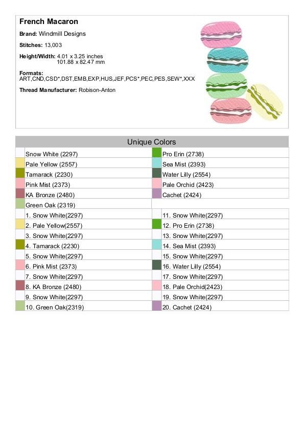 French Macaron Machine Embroidery Design Embroidery | Etsy
