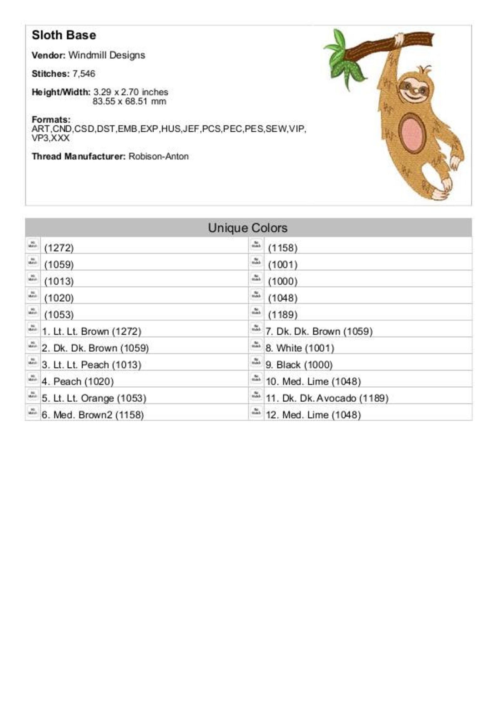 Sloth Base - Machine Embroidery Design, Embroidery Designs, Machine ...