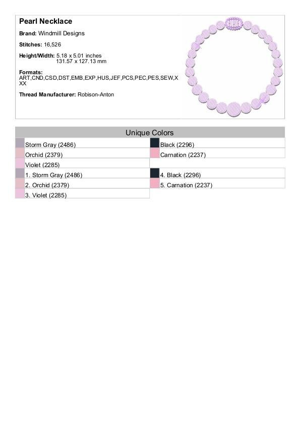 Pearl Necklace Machine Embroidery Design Embroidery - Etsy