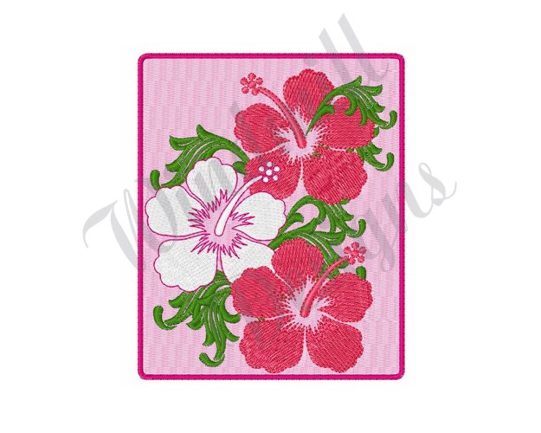 Framed Hibiscus Flowers - Machine Embroidery Design, Embroidery Designs ...
