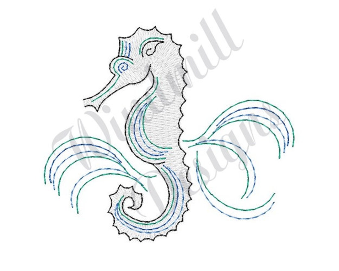 Ripple Seahorse - Machine Embroidery Design - Etsy