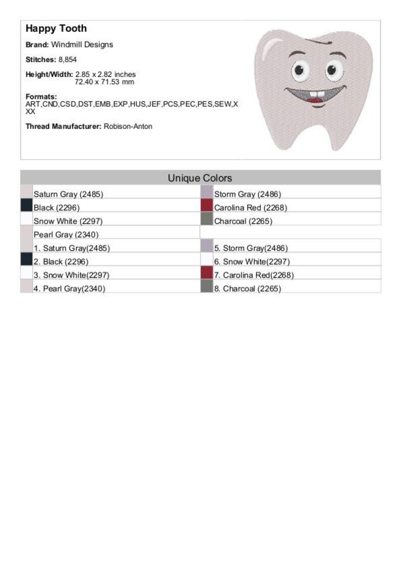 Happy Tooth Machine Embroidery Design Embroidery Designs - Etsy