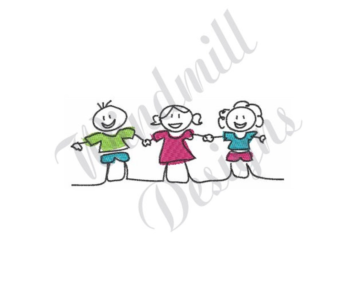 Stick Figure Children Machine Embroidery Design, Embroidery Designs ...
