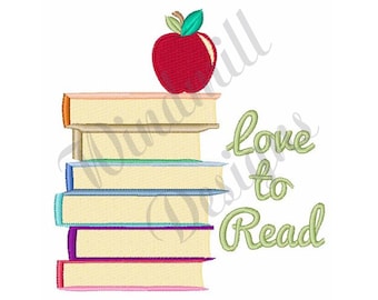 Stack of Books Machine Embroidery Design, Embroidery Designs, Machine ...