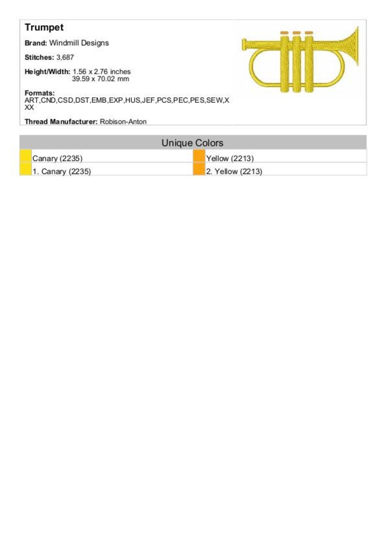 Trumpet Machine Embroidery Design Embroidery Designs - Etsy
