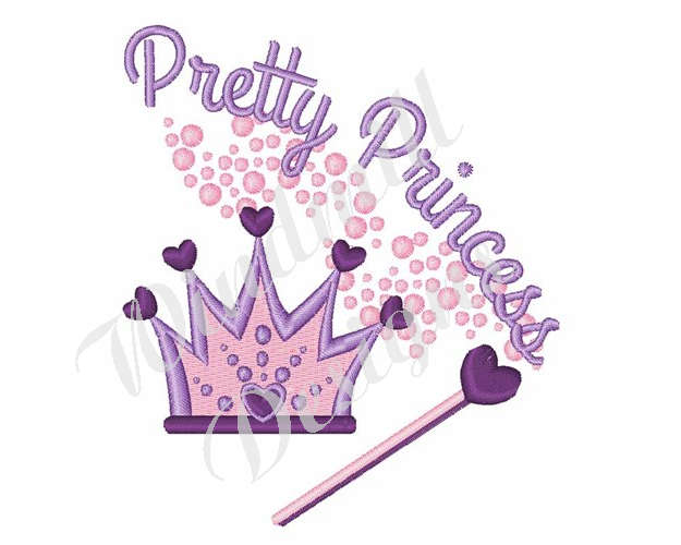 Pretty Princess Crown and Wand Machine Embroidery Design | Etsy