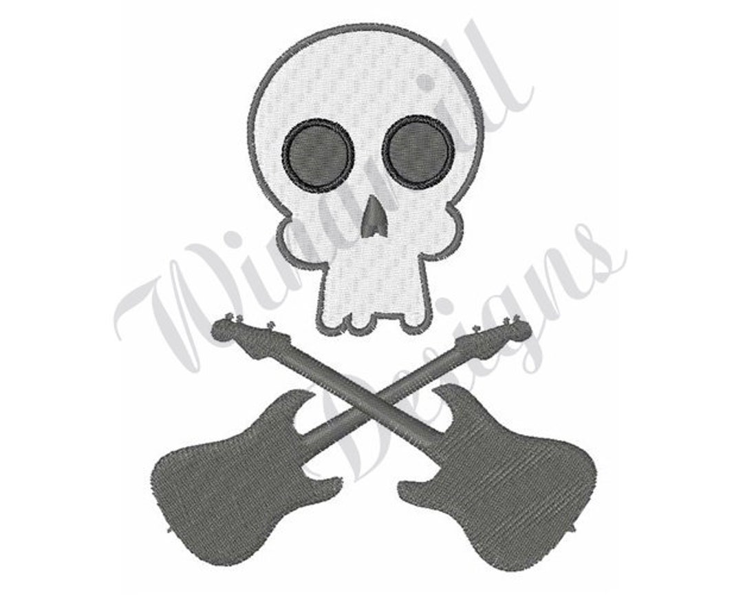 Skull & Guitar Bones - Machine Embroidery Design, Embroidery Designs ...