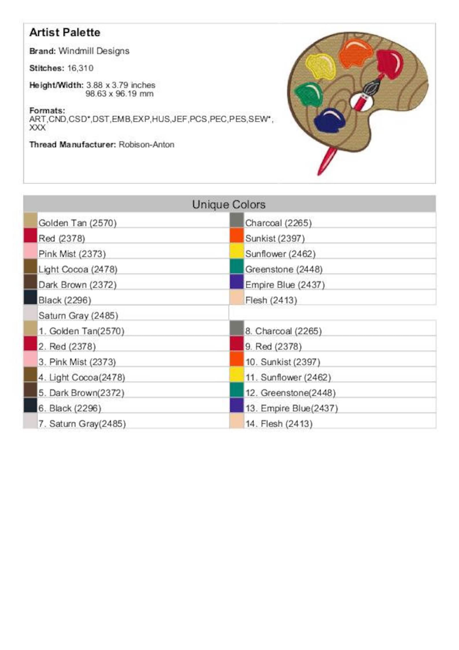 Artist Paint Palette - Machine Embroidery Design, Embroidery Designs ...