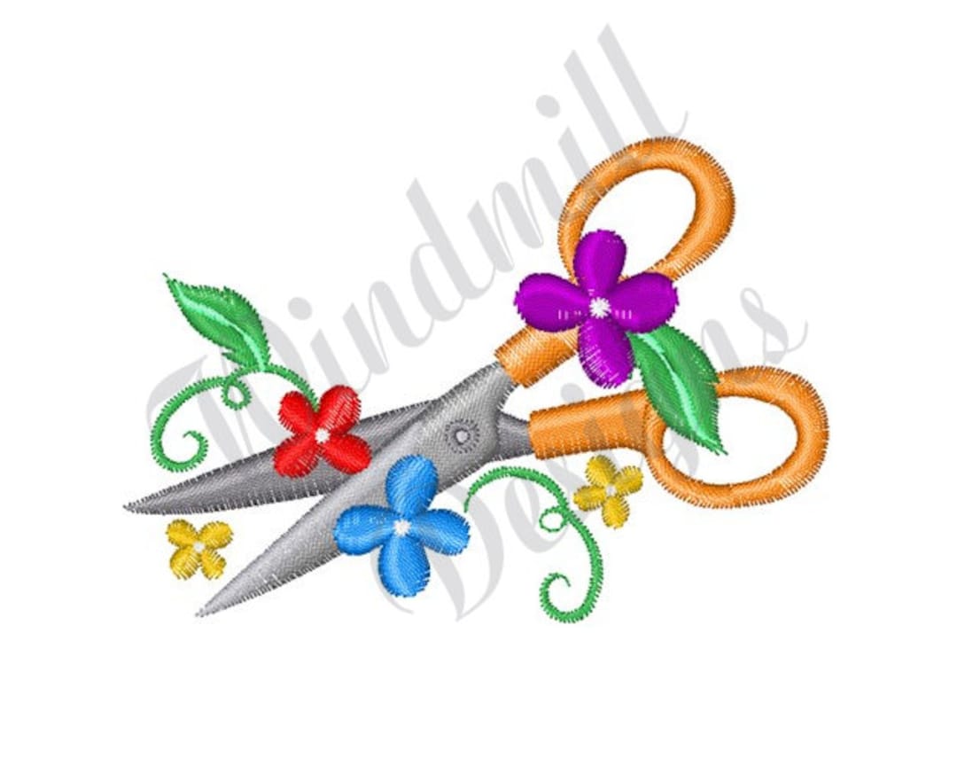 Floral Scissors - Machine Embroidery Design, Embroidery Designs ...
