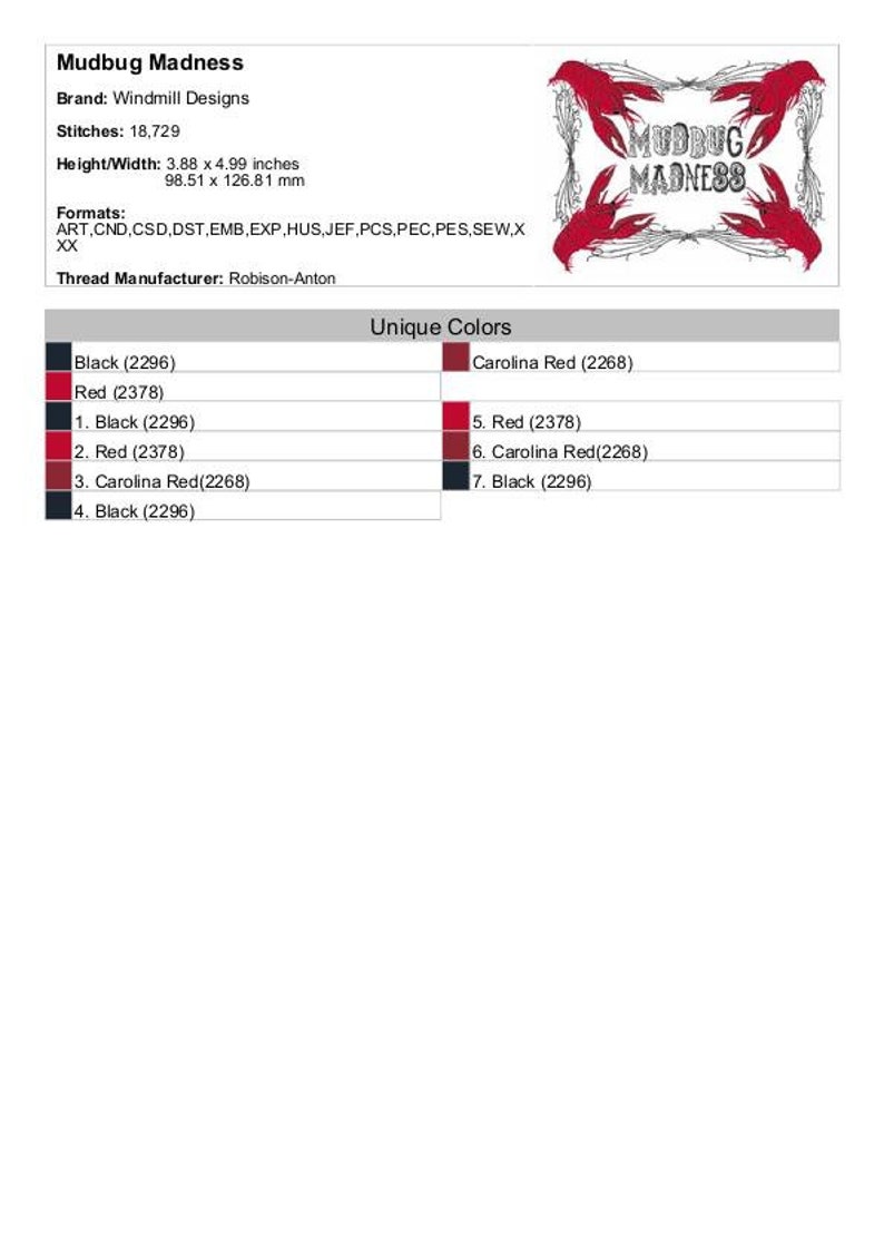 Mudbug Madness Machine Embroidery Design Embroidery | Etsy